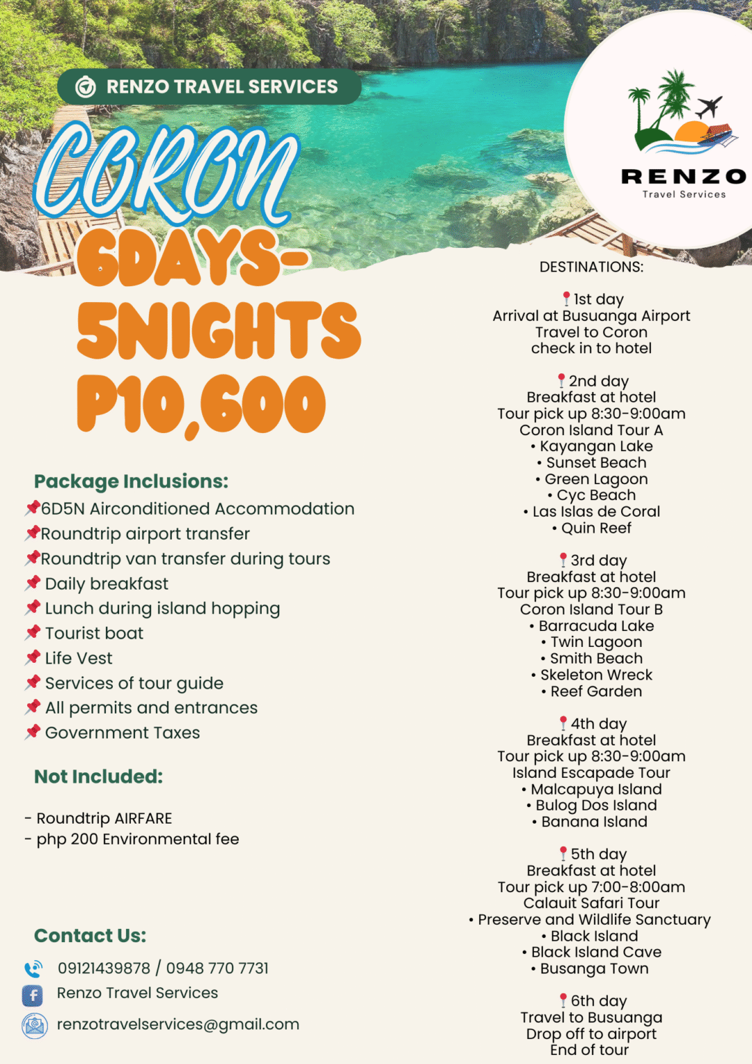 Coron Package – Renzo Travel Services